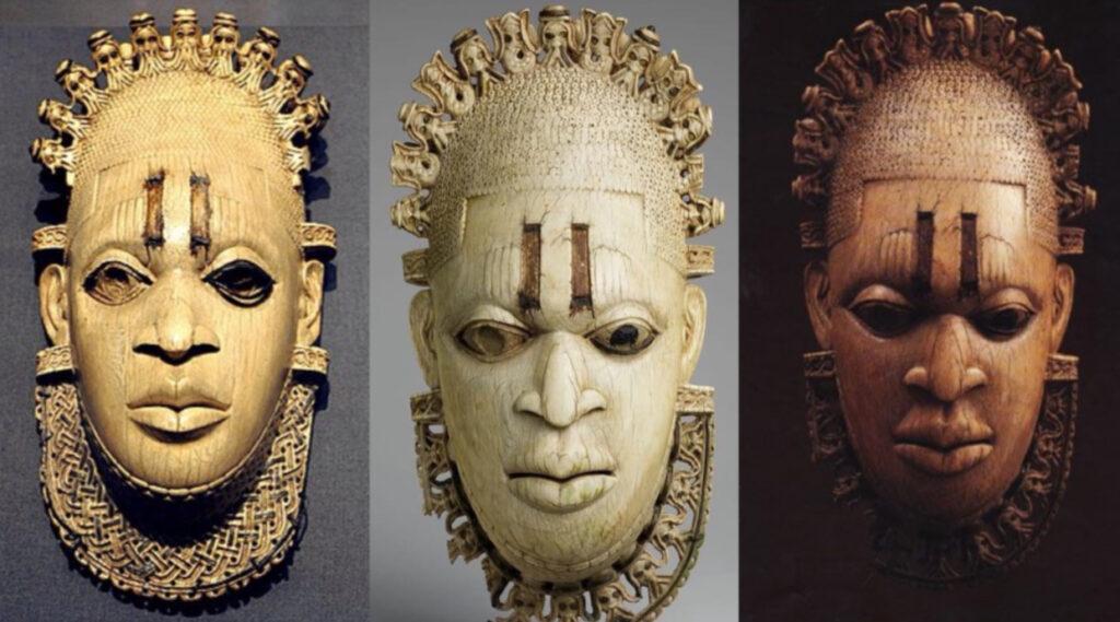 Ivory portrait of Queen Mother Idia of Benin Empire. Looted by British ...